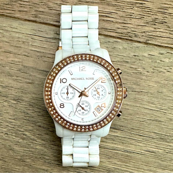 Michael Kors | Accessories | Michael Kors Womens White Ceramic Watch ...